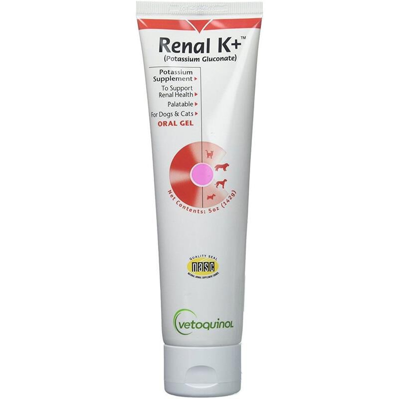 Vetoquinol Renal K Plus Gel Potassium Gluconate for Dogs and Cats, 5 ounces