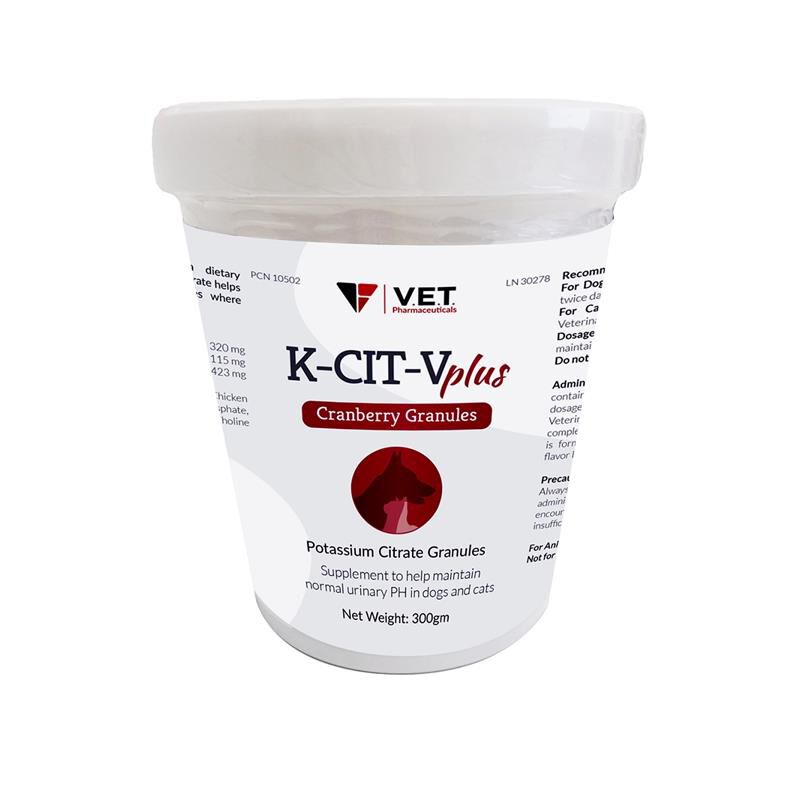 K-CIT-V Plus Cranberry Potassium Citrate Granules for Dogs and Cats, 300 gm